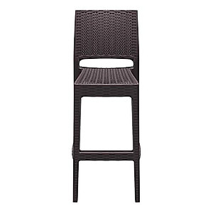 Home Square 30" Resin Wickerlook Patio Bar Stool in Brown - Set of 2