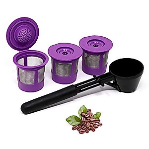 Reusable K Cups Coffee Filter Pod for Keurig 1.0 & 2.0 Machines - Coffee Scoop Funnel and 3 Pack K-Cup Filters - Universal Refillable KCups - Fits K-Duo, K-Classic, K-Elite, K-Select, K-Cafe Brewers