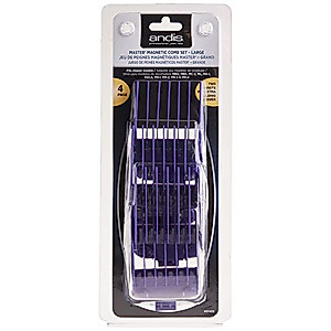 Andis 01415 Master Dual Magnet Large Comb Set - Crafted with High-Grade Metal, Contains 4 Different Size Combs - Providing a Comfortable & Snag-Free Experience - Purple