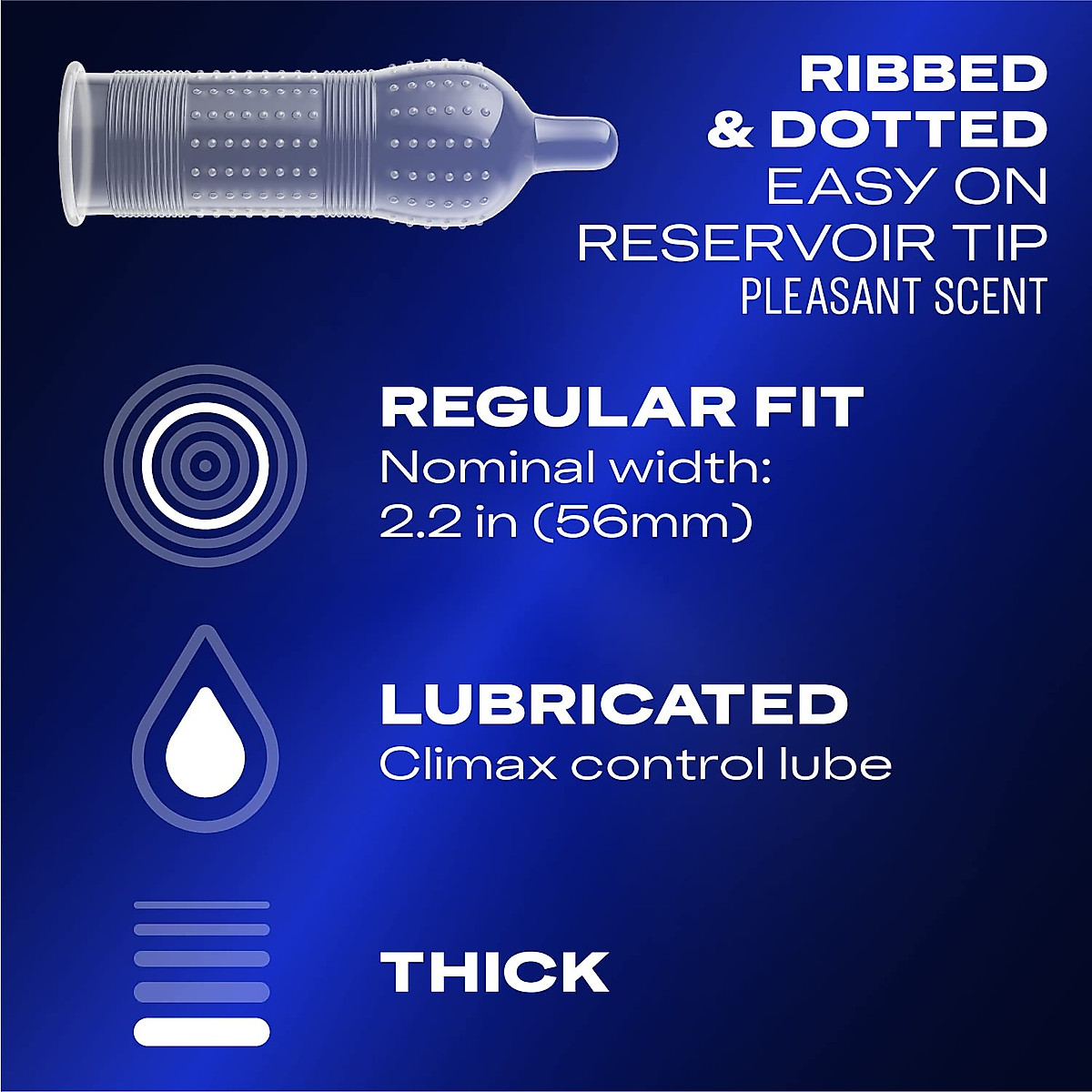 Condoms, Ultra Fine, Ribbed, Dotted with Delay Lubricant, Durex Performax Intense Natural Rubber Latex Condoms, 3 Count, Contains Desensitizing Lube for Men, FSA & HSA Eligible