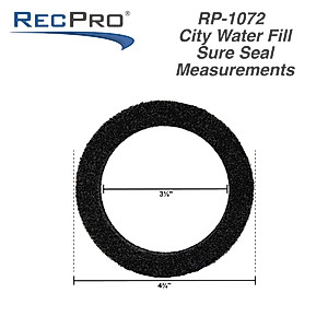 RecPro RV City Water Fill Inlet | Black | Optional Hose Elbow and or Gasket Seal | Flange Brass with Check Valve | Camper | Trailer | Marine (No Hose Elbow, with Seal) | Made in USA