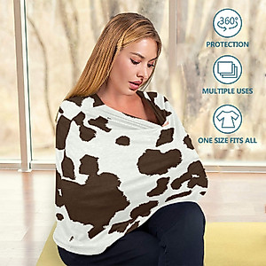 Qilmy Soft Baby Car Seat Covers Canopy for Infants Strollers Canopies for Newborns Babies Nursing Apron Cover for Breastfeeding, Cow Print