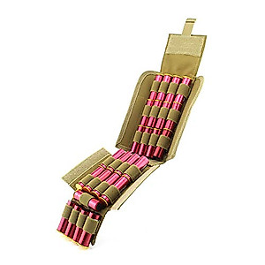 ALEONE Molle 25 Round 12 Gauge Shells Shotgun Reload Magazine Pouch Shotgun Ammo Pouch (Tan)