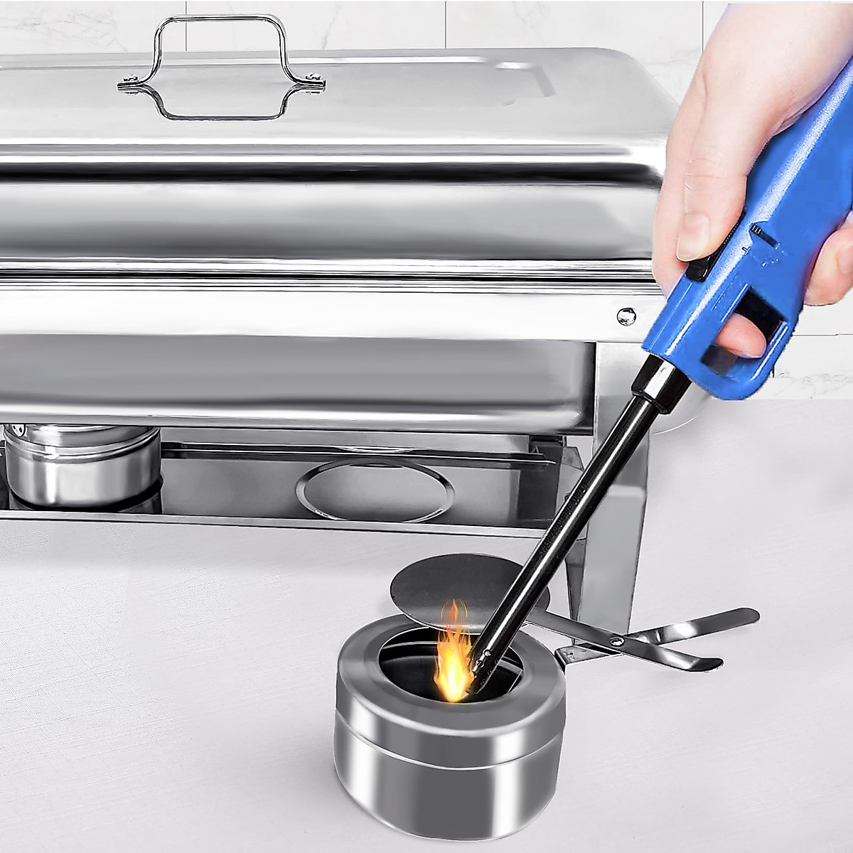 Jacgood Chafing Dish Buffet Set 4 Pack 8QT Stainless Steel Food Warmer Chafer Complete Set with Water Pan, Chafing Fuel Holder for Party Catering