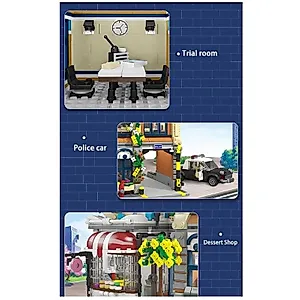 General Jim's City Police Station with Donut Shop Modular Building Blocks Set | MOC Building Set Compatible Bricks with Lego City Sets and Other Major Brands