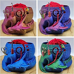 HFJNB Large Fantasy Dragon and Egg Fantasy Bowl Knitting or Crochet Bowl,Dragon Knitting Bowl,Knitting Gift for Those who Love to Make Woollen Crafts,Gifts for Mum (Red.)