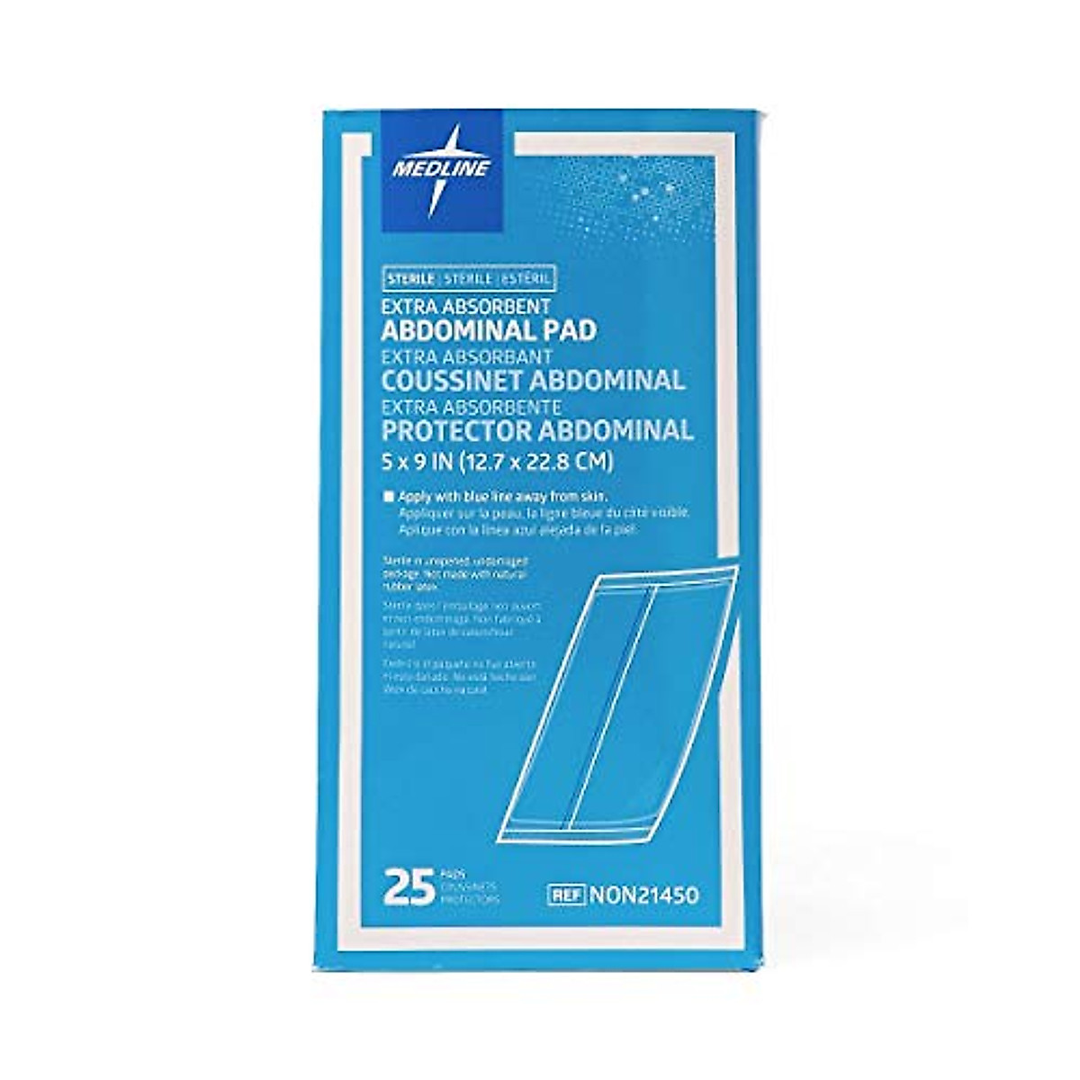Medline Medline Sterile Abdominal Pad, NON21450H, 5 inch x 9 inch, 2 Packs of 25 Count