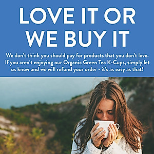 Organic Green Tea K-Cup Pods, 24 Pods by FGO - Keurig Compatible - Naturally Occurring Caffeine, Premium Green Tea is USDA Organic, Non-GMO, & Recyclable