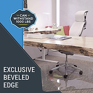 45” x 53” Glass Chair Mat with Exclusive Beveled Edge by Clearly Innovative, 1/4” Thick Clear Tempered Glass with Easy Roll Edges | Protect Your Home or Office Floor | Perfect for Hardwood or Carpet