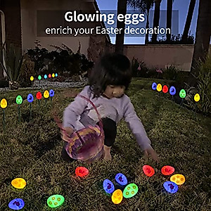 LOGUIDE 32ft Solar Easter Egg Lights String with Stake,15 Light up Led Easter Eggs for Garden/Yard, Easter Outdoor Decorative Lights Waterproof for Path/Lawn