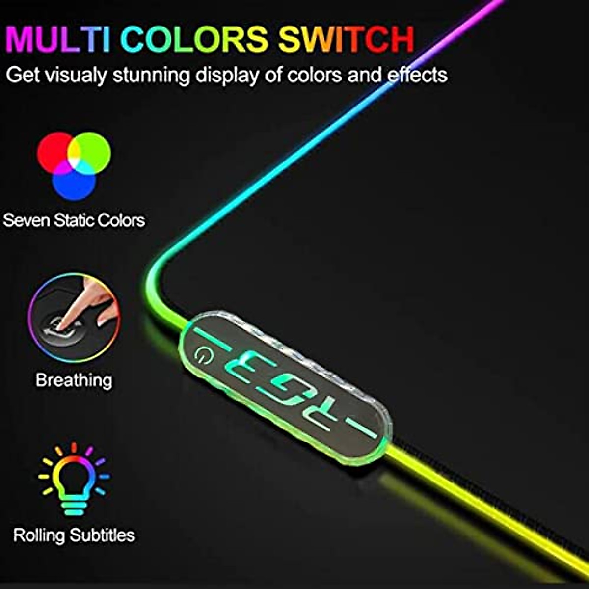 Mouse Pads RGB Anime Rimuru Tempest Gaming Mouse Pad XXL Computer Gamer Large Mousepad Led Big Carpet Keyboard Desk Mat with Backlight 30x60x0.4cm