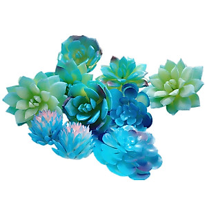 Veronica Key Artificial Blue Succulent Plants Plastic Fake Flower Arrangement for Home Garden Office Desk Decoration Pack of 10