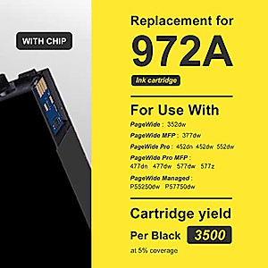 MYCARTRIDGE Remanufactured Ink Cartridge Replacement for HP 972 972A Black use with PageWide Pro 477dw 577dw 377dw 477dn 452dn 452dw 552dw (1-Pack)