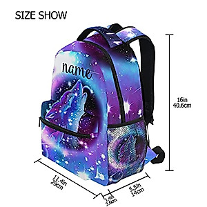 Kcldeci Custom Galaxy Wolf School Backpacks for Kids Boy Girls Customized Wolf Kids Backpacks Bookbags School Bags