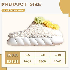 HEIOMWF Plush Flowers Slippers Cute Fuzzy Slippers Non-Skid Winter Warm Cozy House Slippers Indoor Outdoor Slippers For Women Men's