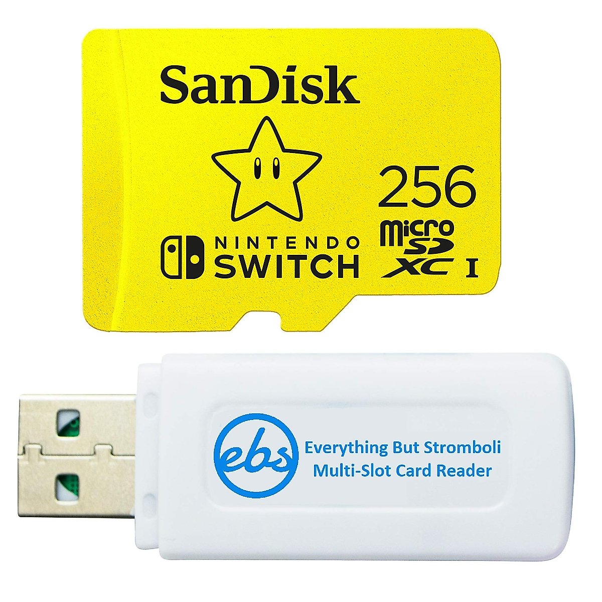 SanDisk 256GB Nintendo Switch MicroSDXC UHS-I Memory Card for Nintendo Switch OLED Model (SDSQXAO-256G-GNCZN) U3, Class 10, 4K UHD Bundle with (1) Everything But Stromboli MicroSDXC & SD Card Reader