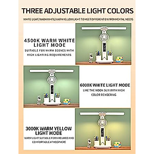 Desk Lamp LED, Lamp with Fan - Foldable Multifunction Table Lamp with Clock Date and Calendar - Led Desk Light with Pen Holder for Bedroom, Home Office Desk Lamp - Reading Table Lamp