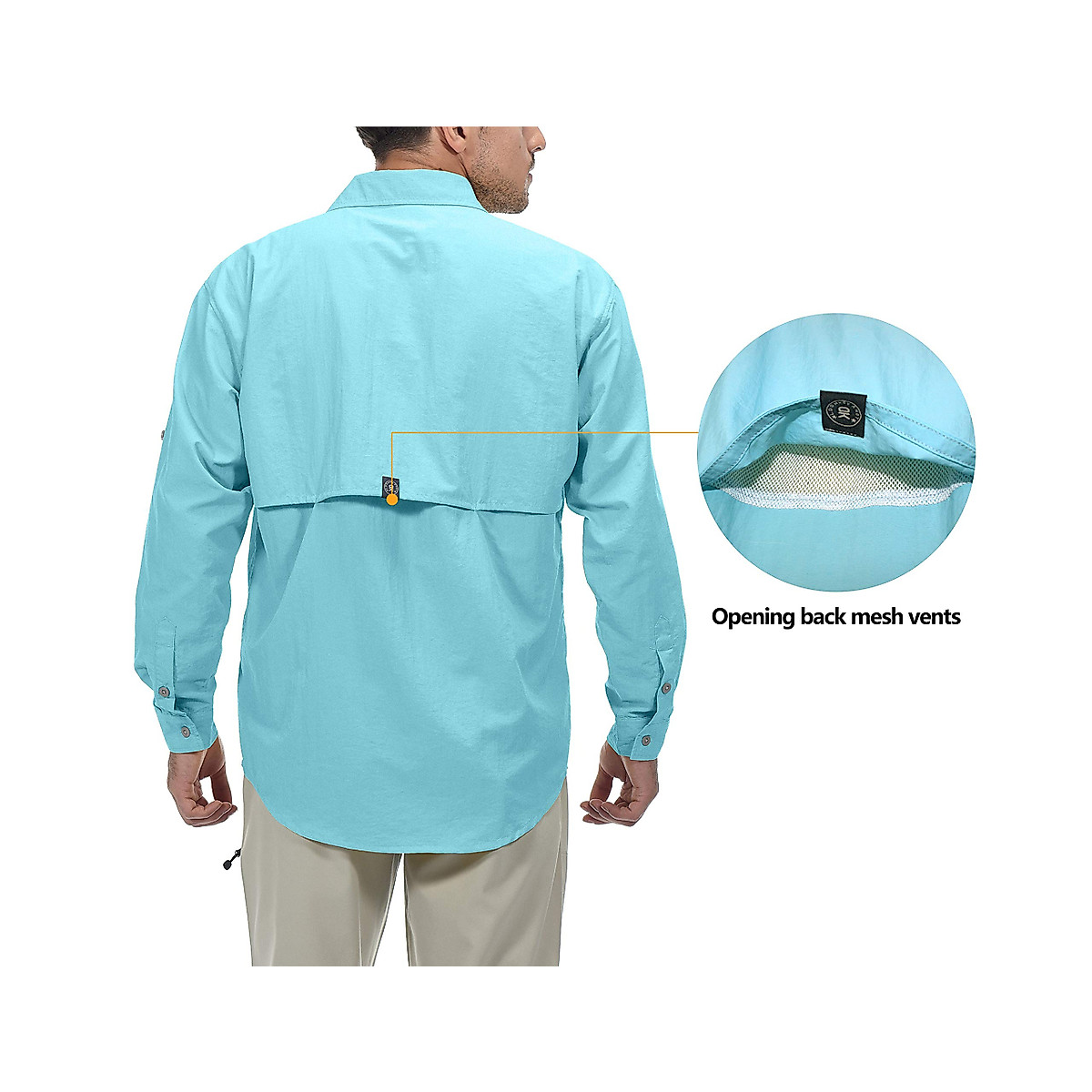 Little Donkey Andy Men's UPF 50+ UV Protection Shirt, Long Sleeve Fishing Shirt, Breathable and Fast Dry Blue XXL