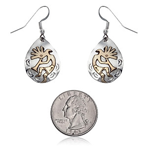 $200Tag 12ktGF Silver Kokopelli Certified Navajo Dangle Native Earrings 24466 Made By Loma Siiva