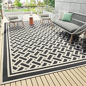 tchdio Weave Outdoor Patio Rug 5x8 Area Rug, Classic Outdoor Area Rug, Easy Cleaning, High Traffic, Non Shedding Indoor Outdoor Rugs