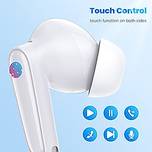 Wireless Earbuds for Google Pixel 7 Pro 6 6A, 5.2 Bluetooth Headphones Noise Cancelling Ear Buds with Mic Touch Control HiFi Stereo for iPhone 14 Pro Max Samsung Galaxy S23 Ultra S22 OnePlus 11 10T
