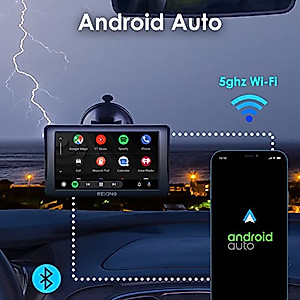 RexingUSA W1 Multimedia Receiver - 7” HD Touch Screen Wireless Carplay Android Auto, Bluetooth, WiFi, Auto Connect, Backup Camera, FM Transmitter, Portable Car Stereo