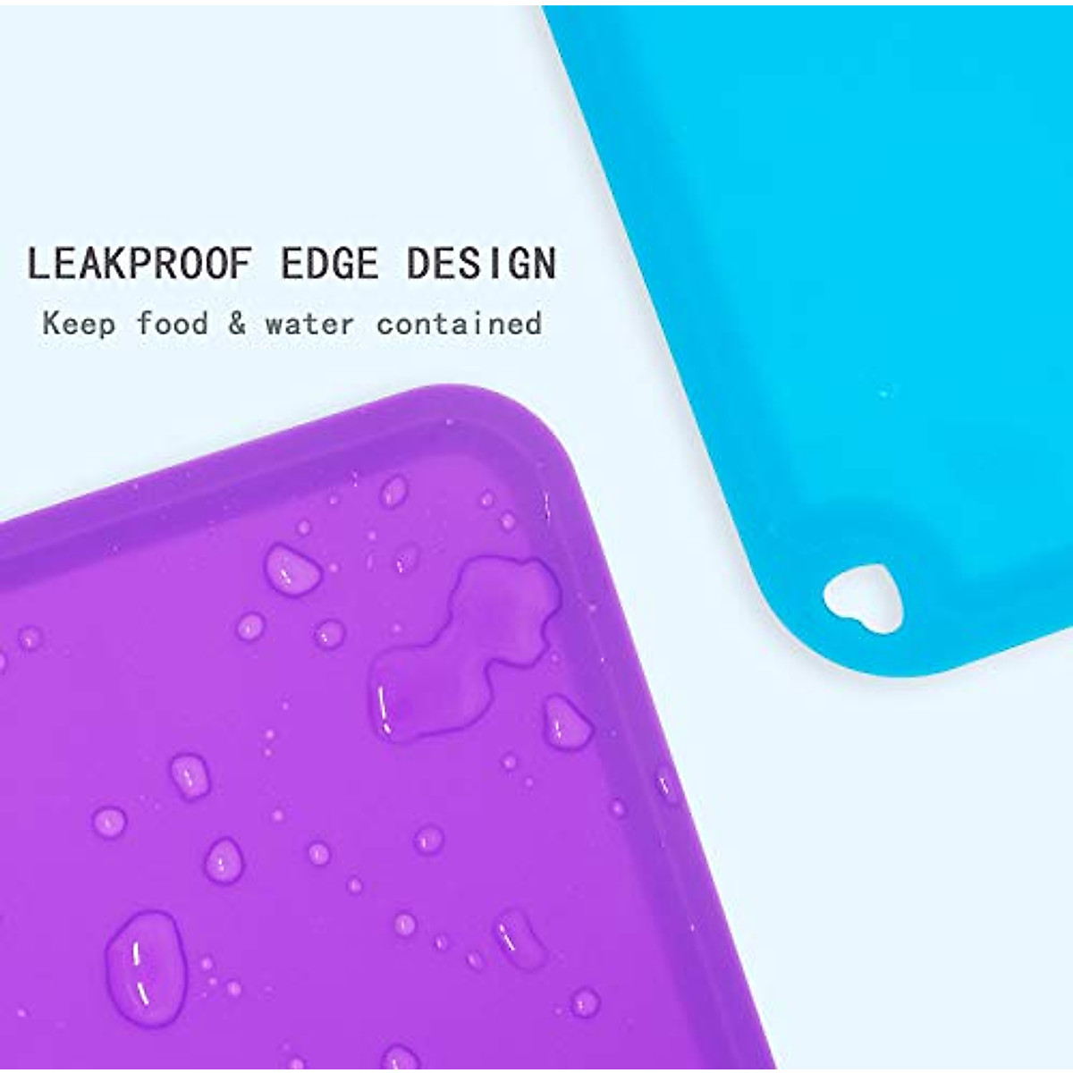 Kids Placemats, Silicone Baby Placemats for Kids Toddler Children Reusable Non-Slip Table Mats, Baby Food Mats for Restaurant, 2 Pack, Purple/Blue