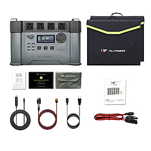 ALLPOWERS S2000 Pro Solar Generator with Panels Included 2400W MPPT Portable Power Station with 2pcs Foldable Solar Panel 100W, Solar Backup Power for RV Van House Outdoor Camping