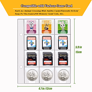 120 Pockets Extra Expansion Binder Sleeves for Animal Crossing Mini Cards Binder, ACNH NFC Tag Game Mini Cards Binder Sleeves 10 Packs