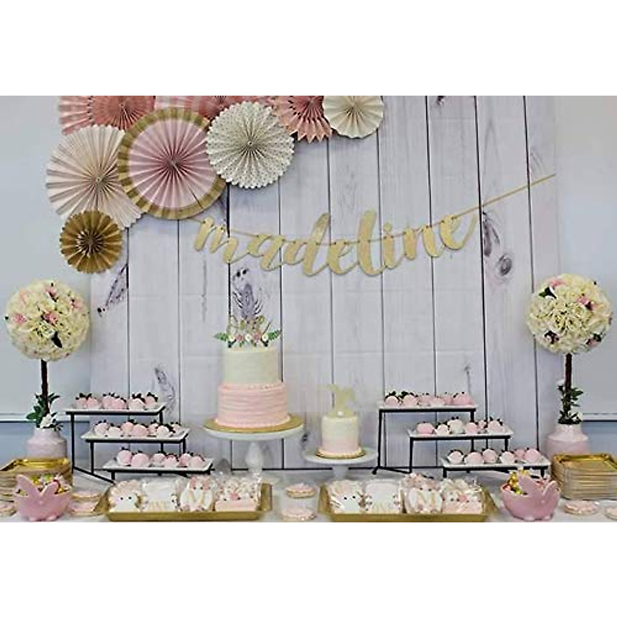 Lawei 3 Tier Serving Stand Porcelain Serving Platters, 12 Inch Rectangle White Plates with Collapsible Sturdier Rack, Three Tiered Cupcake Tray Serving Display Plate Rack for Weddings Parties Birthday