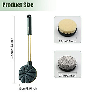 LFJ Back Scrubber for Shower,Double-Sided Body Bath Shower Brush with Bristles and Loofah, Shower Brush for Skin Exfoliation Shower，Wet Or Dry Brushing, Back Brush for Men and Women(Blue)