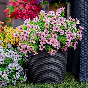 AXYLEX Artificial Flowers for Outdoors Fake Plants - 16 Bundles Faux Outside Greenery Boxwood No Fade Plastic Shrubs Fall Decor Farmhouse Home Garden Thanksgiving Mums (Pink)