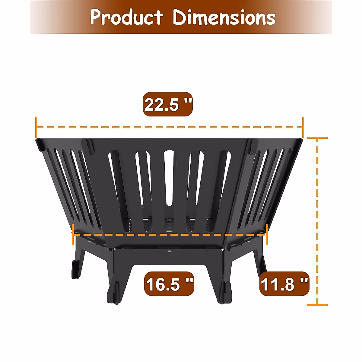 Waaliji 22.5 Inch Portable Plug Fire Pit for Camping, Detachable Outdoor Wood Burning Firepit with Carrying Bag for Outside Patio Heating, Picnic, Bonfire and BBQ, Vertical Hollow Style