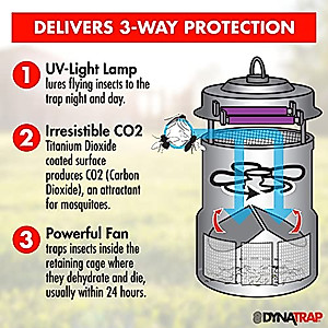 DynaTrap DT2000XLPSR Large Mosquito & Flying Insect Trap – Kills Mosquitoes, Flies, Wasps, Gnats, & Other Flying Insects – Protects up to 1 Acre