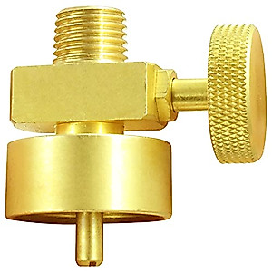 MCAMPAS Disposable Adjustable Pressure Propane Gas Regulator Valve,1LB Tank Connection Needle Valve x 1/4" NPT Male (Tapped M8 Female) Adapter Fitting