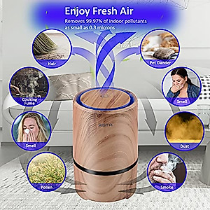 WSTA Air Purifier with Hepa Filter,Portable Small Air Purifiers for Home,Smokers,Smoke,Dust,Desktop Air Cleaner with Night Light