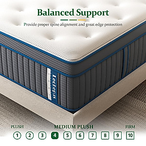 Lechepus Full Mattress, 14Inch Gel Memory Foam & 7-Zone Pocket Spring Mattress Full Size, Cooler Night and Pressure Relief, Medium Plush Hybrid Mattresses in Box