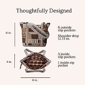Bella Taylor | Stride Quilted Tote Bag for Women | Shoulder Handbag With 10 Pockets | Cotton Country Patchwork | Rory