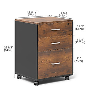 Need 3 Drawer Wood Mobile File Cabinet with Lock,Rolling Filing Cabinet for Letter/A4 Size for Home Office,Rustic Brown 10CZSSFC04FG-ND