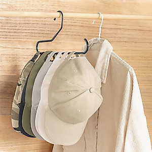 Mkono Hat Organizer for Baseball Caps Metal Hat Rack for Closet Set of 2 Hat Hangers Baseball Cap Holder Hat Storage Organizer Holds 20 Caps, Black