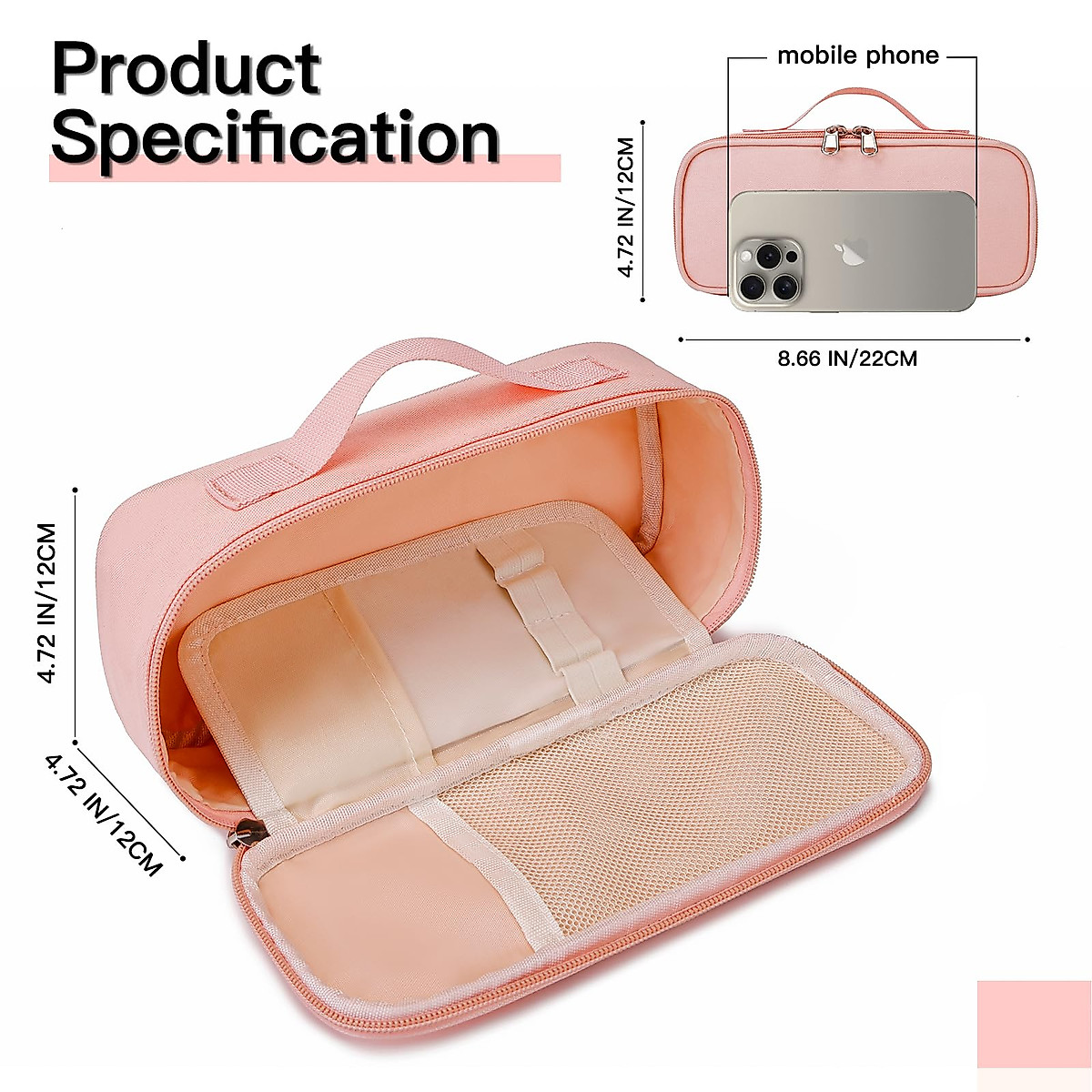 Hsmihair Big Capacity Pencil case pencil Bag Multifunctional Pencil Pouch with Compartmens, pencil box for girls boys Stationery Bag Pencil case Pouch Cosmetic 2100ML (Pink)