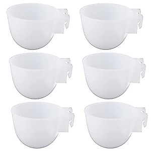 6 Pcs Mini Bird Food Bowl Feeder, Parrot Convenient Hanging Container, Plastic Pigeon Bird Cage Dish (White)