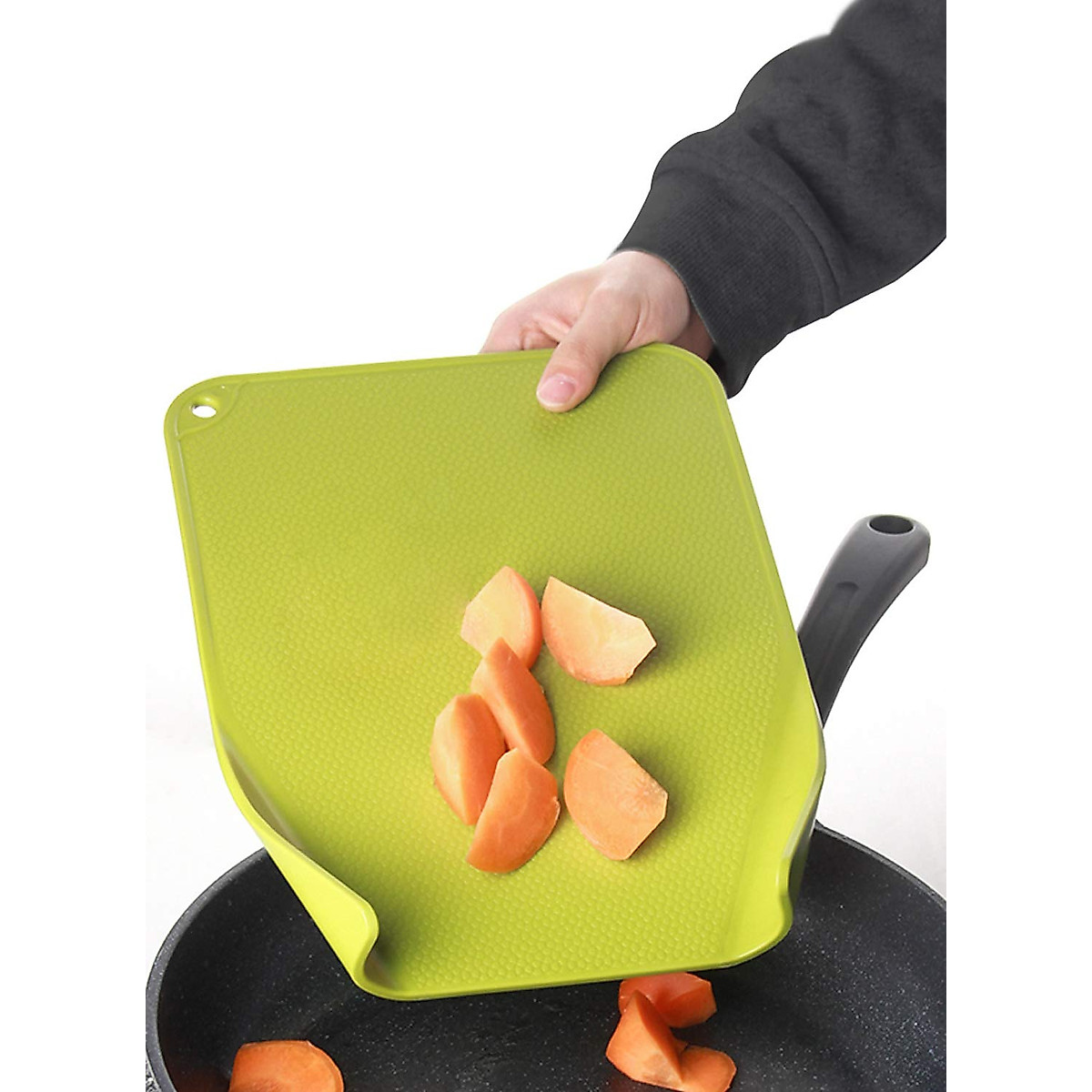 XIZEN Kitchen Cutting Board (3-Piece Set)-PP material Easy to wash BPA-free,The bottom curling design makes food not easy to spill,Texture cut surface，Rubber bottom non-slip., Multicolor, YZ0003