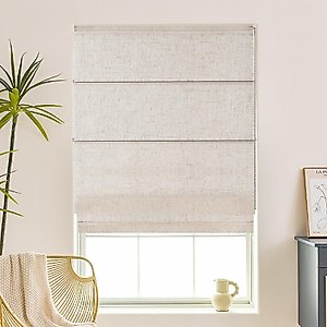 Hiifroy Roman Blinds, Roman Shades for Windows, Room Darkening Fabric, Roman Blinds for Windows Home Living Room Bedroom, Linen Textured, Customize Size