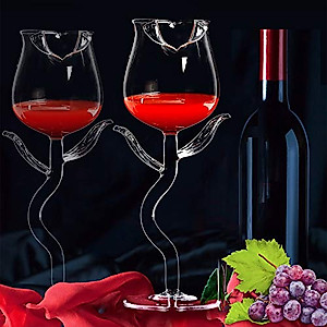 INFTYLE [Gift Set] Rose Cocktail Glass Wine Goblet Glasses Flower Drinkware Set of 2, Crystal Champagne Flutes Classy Red Wine Glass, Ideal Gifts for Housewarming, Wedding, Birthday Celebrations