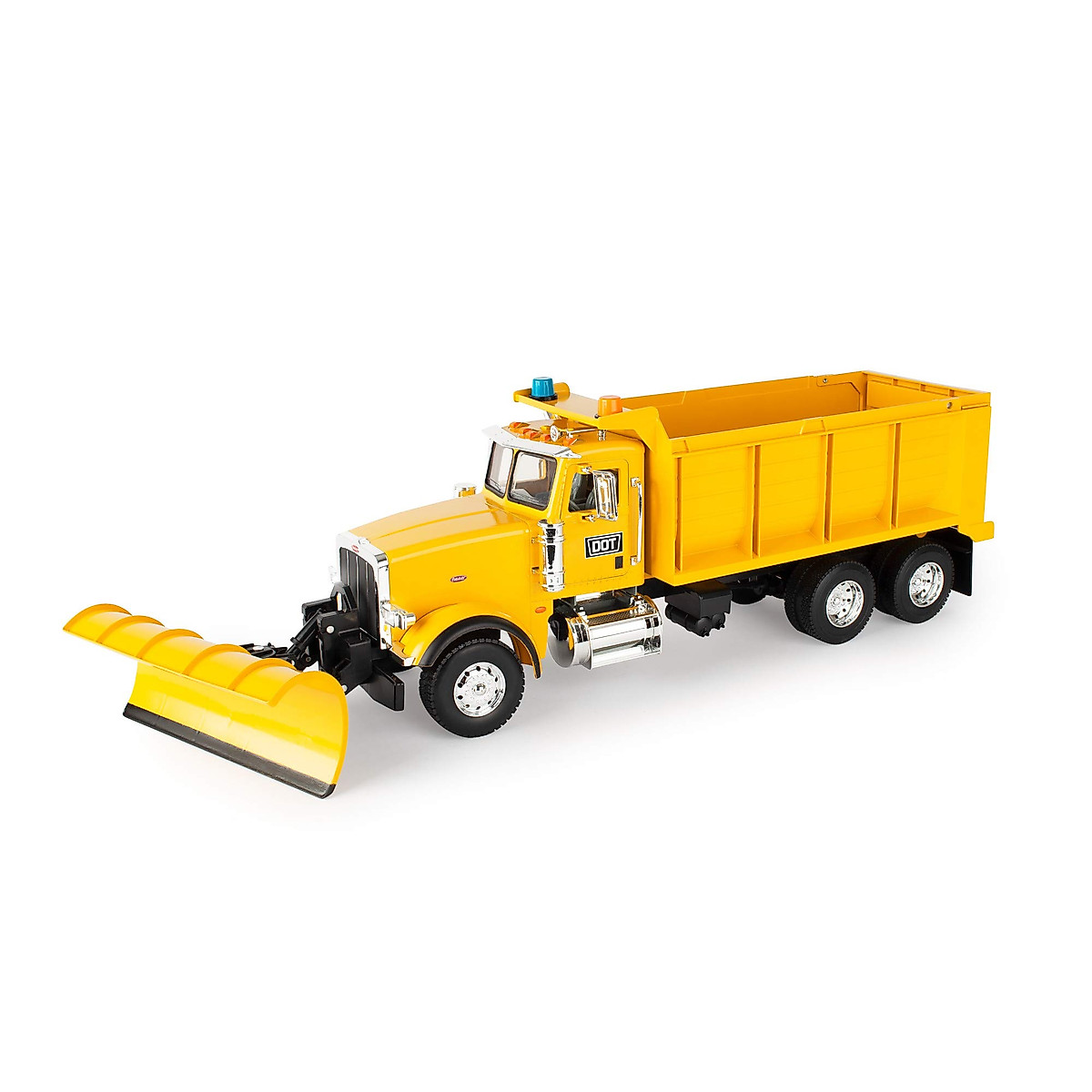 TOMY ERTL Big Farm 1:16 Scale Peterbilt Snow Plow Truck with Dump Box Toy for Kids, Yellow, 3 Years and Up