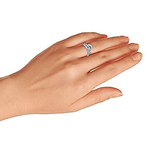 Classic 3.5CT Round Brilliant Cut Solitaire AAA CZ Side Stones Anniversary Engagement Wedding Band Ring Set For Women .925 Sterling Silver