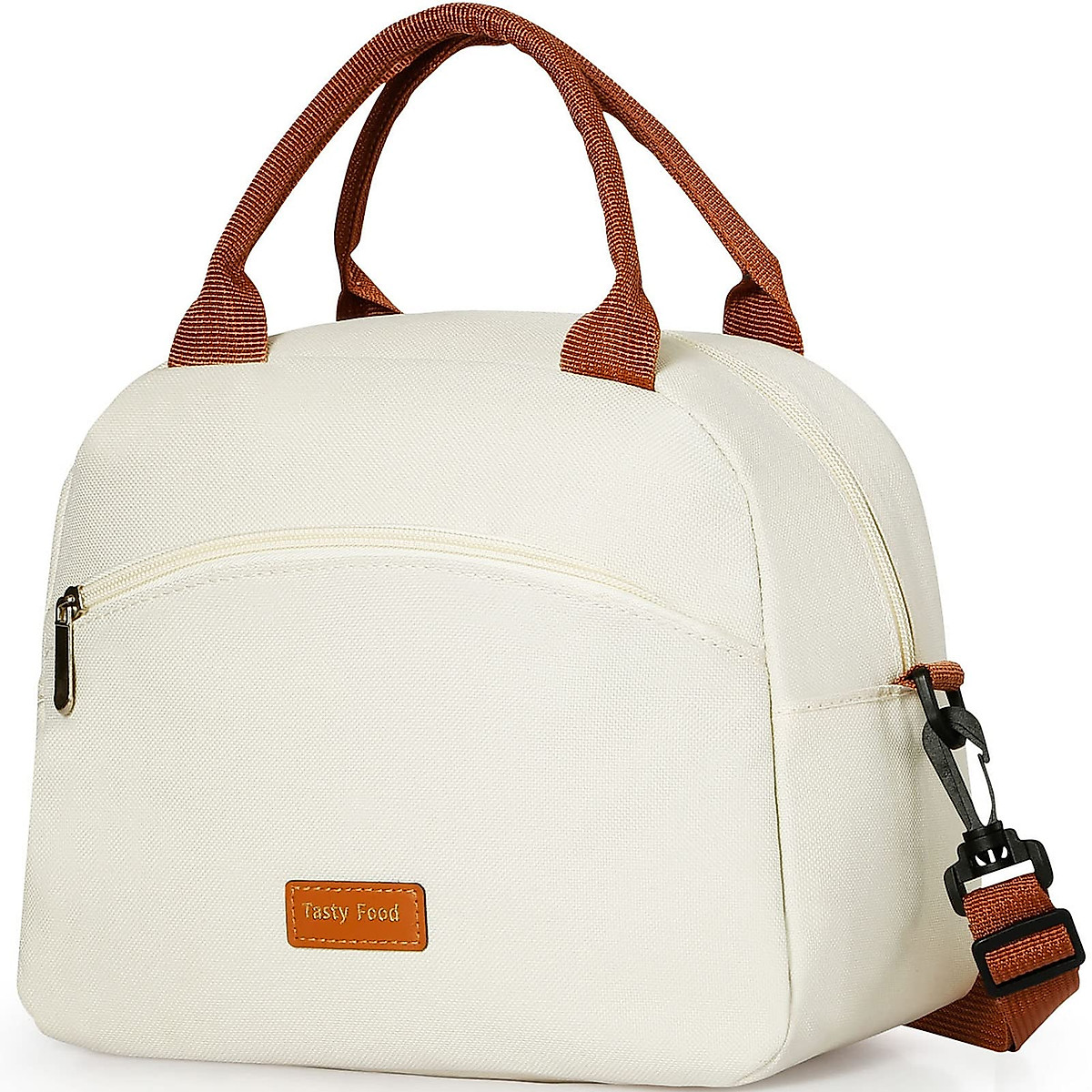 Lunch Bag Women Insulated Lunch Bag For Men Waterproof Lunch Cooler Bag Insulated Lunch Box For Women Portable Reusable Lunch Bag Two-Tone,With Adjustable Straps Can Be Used For Work,White and Brown