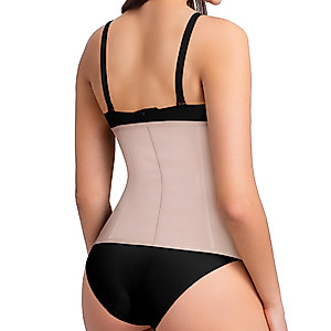 LODAY Waist Trainer Corset for Women Tummy Control Sport Workout Body Shaper Beige (XS, Beige(Zip and Hooks))