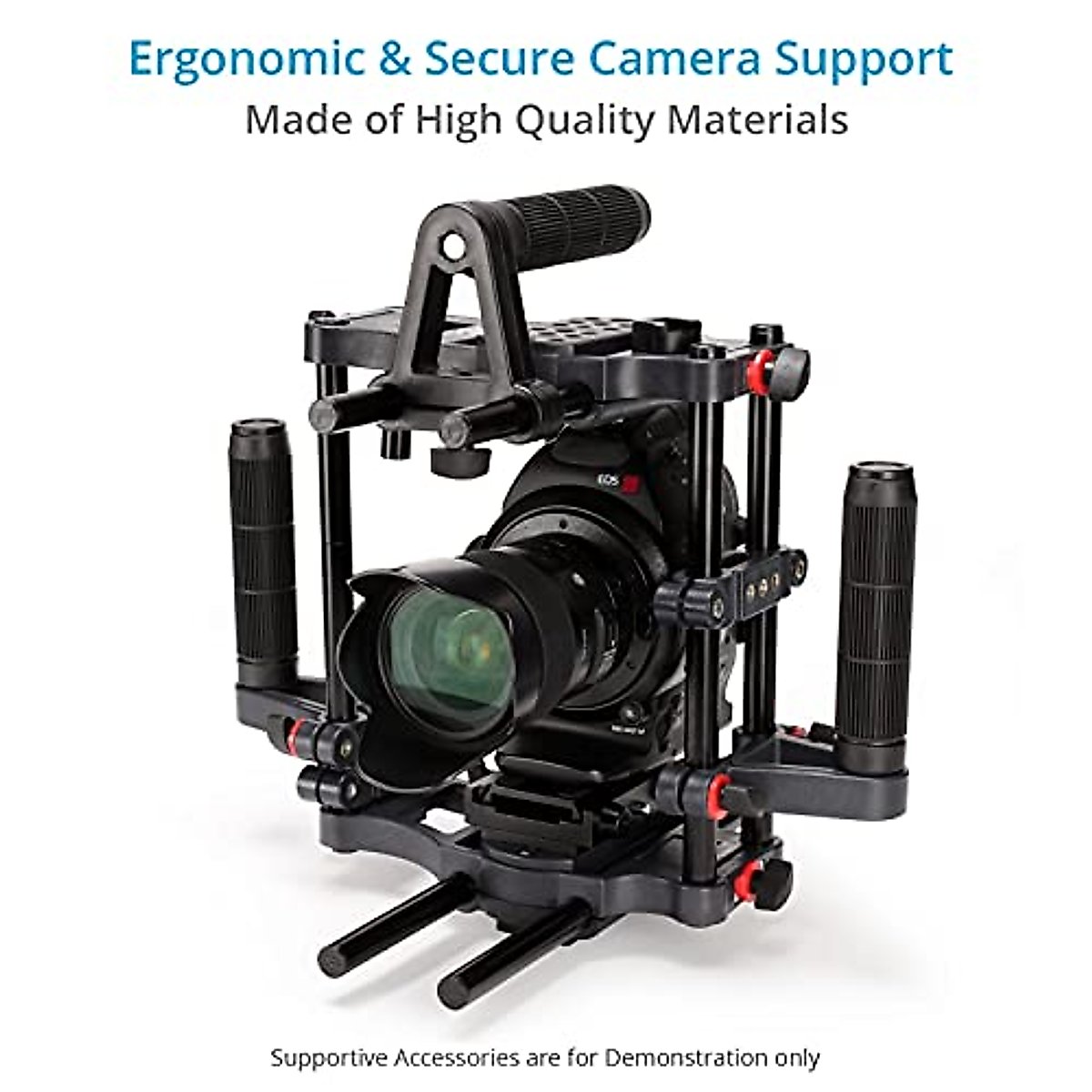 Filmcity Power Video Camera Cage Rig for DSLR/DSLM Cameras. Ergonomic & Secure Support, Adjustable Grip Handles. Quick Mounting, Multiple Accessory Threads, 1/4"-20 & 3/8"-16 Tripod Threads (FC-CTH)